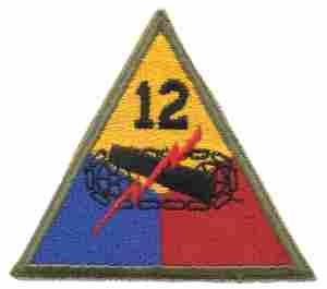 12th Armored Division Patch, WWII Authentic ReproOlive Drab Border ...