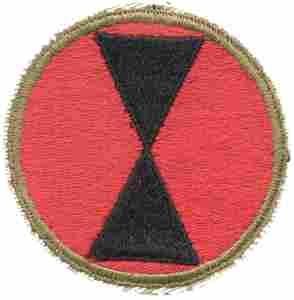 7th Infantry Division Patch, Olive Drab Border Cut Edge WWII - Saunders ...