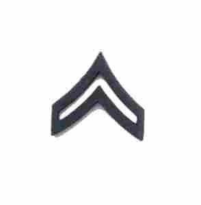 Army E-2 Private rank insignia in black metal - Saunders Military Insignia