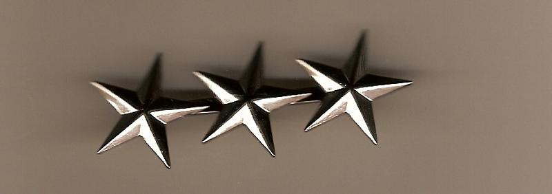 Lieutenant General 3 Star, metal rank inisgnia - Saunders Military Insignia